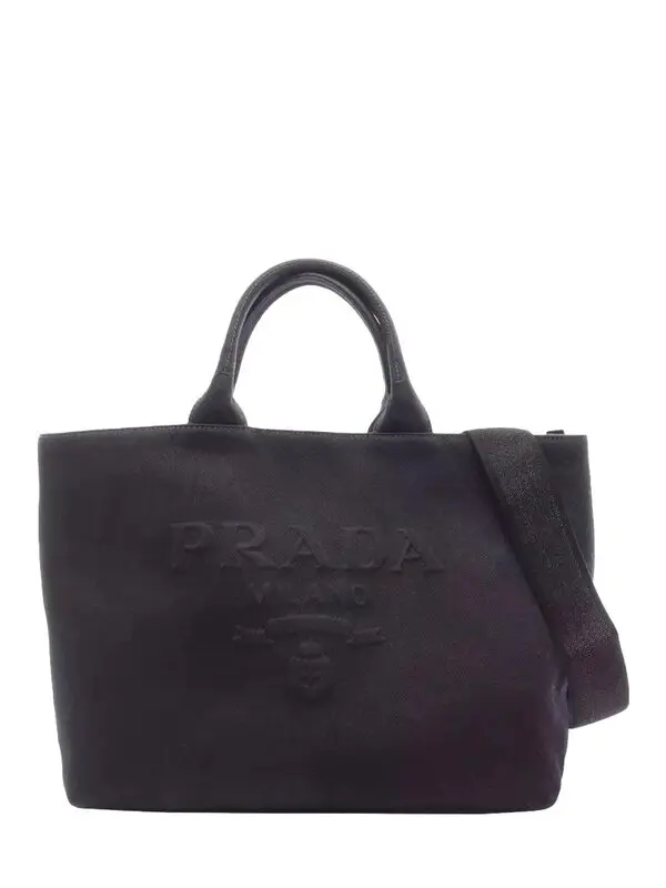 Prada Canapa Drill Tote Satchel - Black