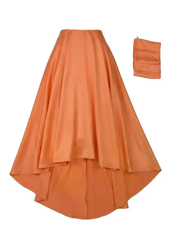 Valentino Garavani V-neck Set With Matching Scarf And Skirt - Orange