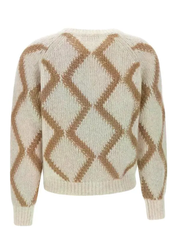 Hemisphere Cable-knit Sweater With Argyle Pattern - Neutrals