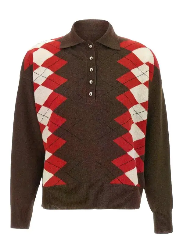 Marella Sequoia Argyle Pattern Sweater - Brown