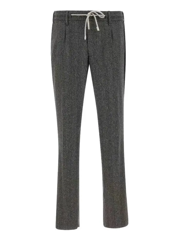 Eleventy Herringbone Pattern Drawstring Trousers - Grey
