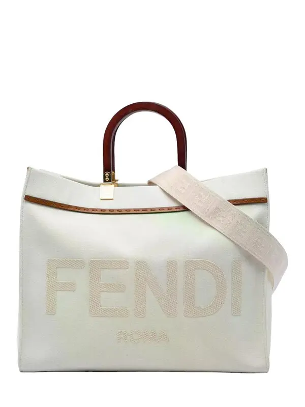 Fendi Canvas Sunshine Shopper Tote - Brown