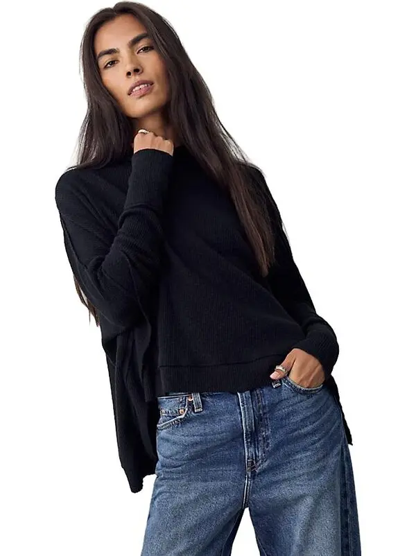We The Free Moon Daisy Turtle-neck Two-piece Top - Black