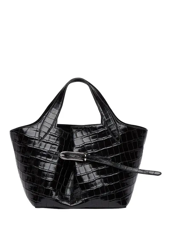LIFFNER Mini Croc Effect Handheld Bag - Black