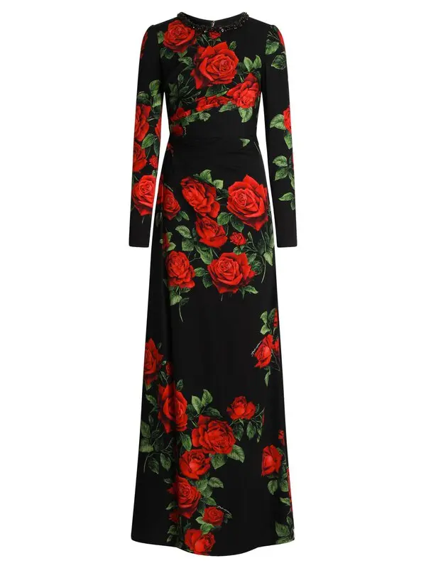 Dolce & Gabbana Rose Print Lace Trimmed Slip Dress - Multicolor