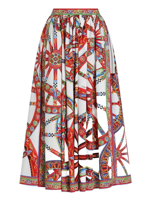 Dolce & Gabbana Carretto-print Poplin Long Skirt - Multicolor