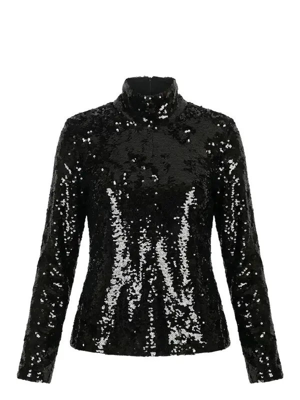 Valentino Garavani Sequined High Neck Top - Black