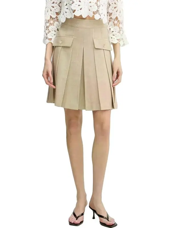 MOS MOSH Pleated Mini Skirt With Flap Pockets - Neutrals