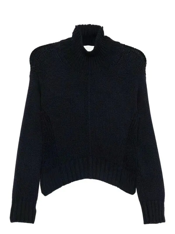 FORTE_FORTE Ribbed High-neck Sweater - Blue
