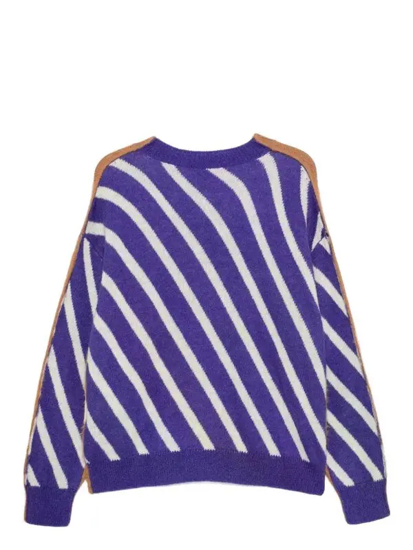 MSGM Diagonal Stripe Crew Neck Sweater - Brown