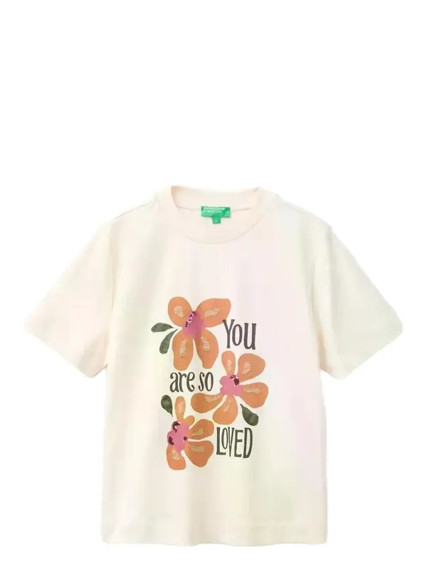 BENETTON Floral Print T-shirt - Neutrals