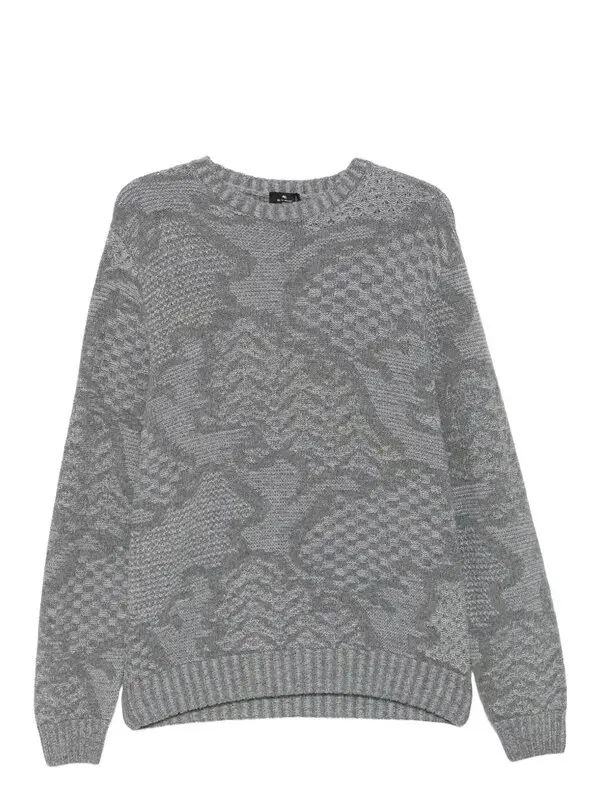 Etro Jacquard-knit Crew Neck Sweater - Grey