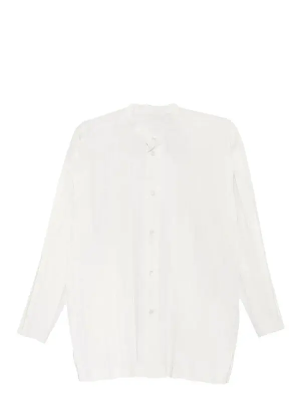 Issey Miyake Pleated Band-collar Shirt - White