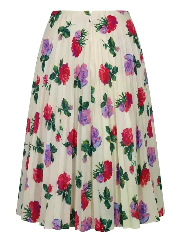 Valentino Garavani Floral Print Pleated Midi Skirt - Neutrals