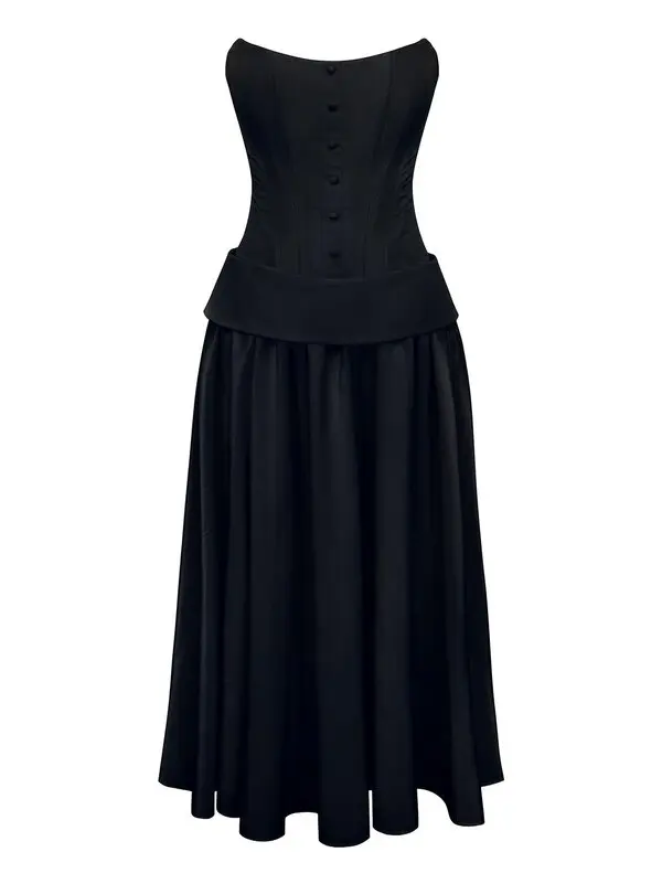 POST MERIDIEM Corset And Midi Skirt Set - Black
