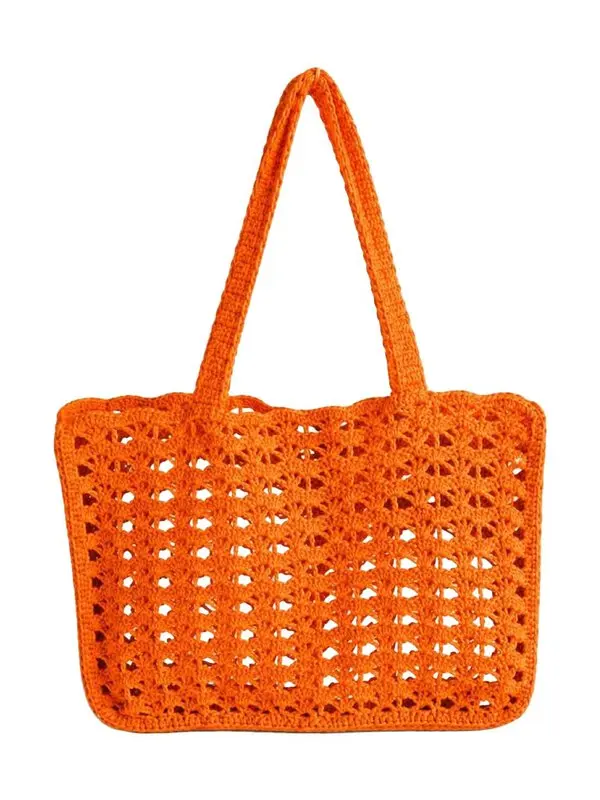 SPRINGMOONATELIER Luxury Handmade Raffia Oversized Bag - Orange