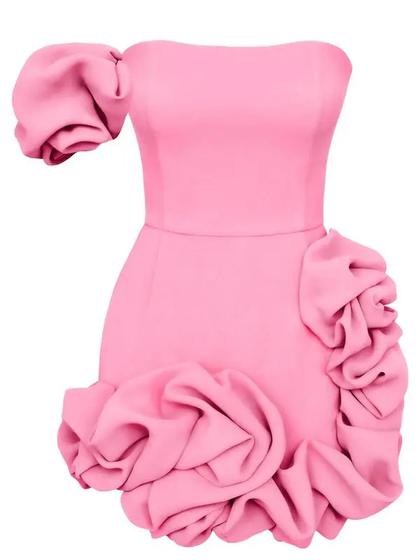 POST MERIDIEM One Shoulder Bustier Dress - Pink