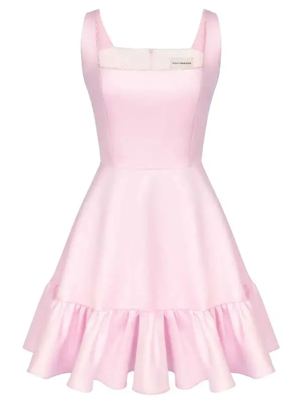 POST MERIDIEM Flounced Strap Mini Dress - Pink