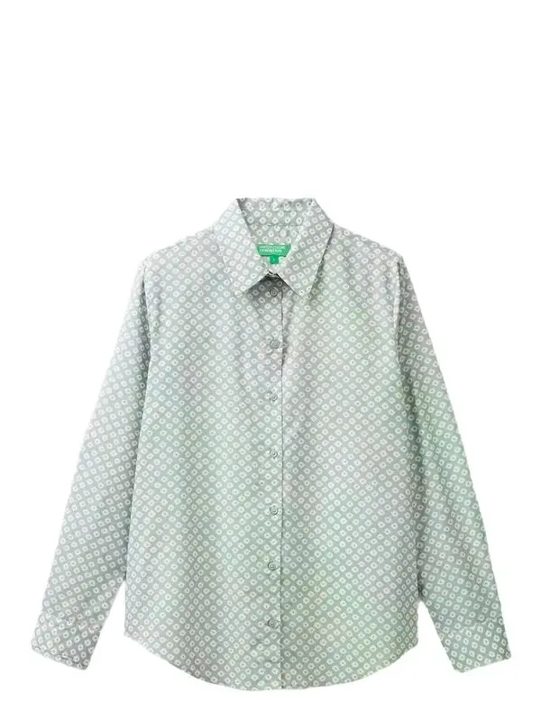 BENETTON Geometric Print Shirt - Grey