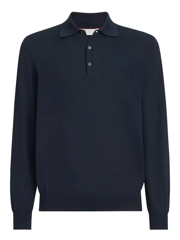 Brunello Cucinelli Cotton Polo Sweater - Blue