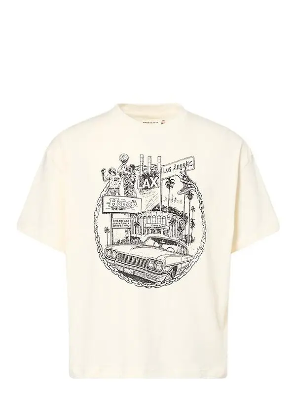 HONOR THE GIFT La Chain City Graphic Cotton-jersey T-shirt - Bone