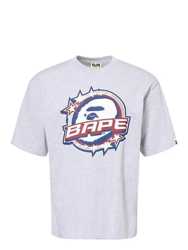A BATHING APE Twin Sta Logo Relaxed Graphic Cotton-jersey T-shirt - Grey
