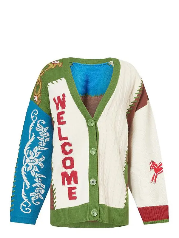 ALEMAIS Oversized Patchwork Knit Cardigan - Multi