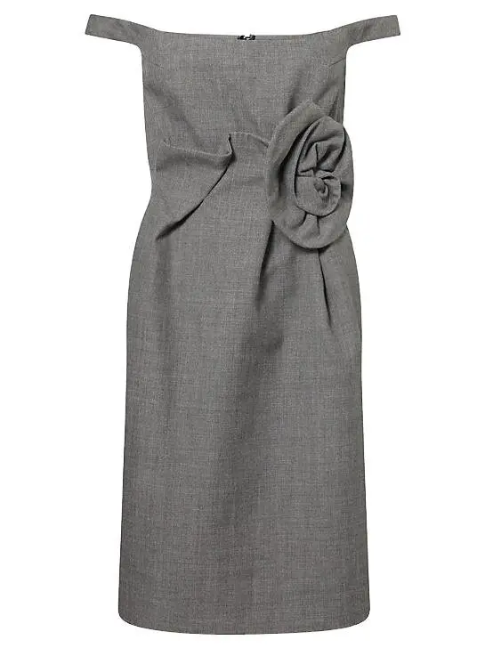 Magda Butrym Floral Embellished Off-the-shoulder Midi Dress - Grey