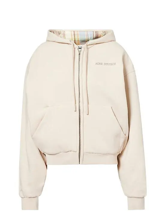 Acne Studios Relaxed-fit Cotton Hoodie With Brand Embroidery - Light Blue