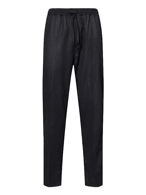 UMIT BENAN Selly Drawstring Cotton-silk Trousers - Dark Grey