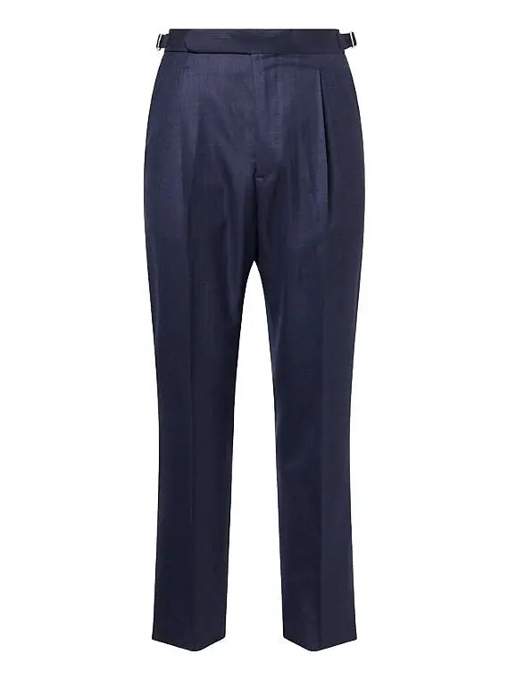 UMIT BENAN Pietro Relaxed Cotton-silk Tailored Trousers - Hb Navy