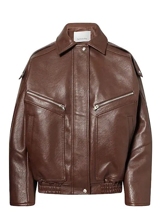 THE FRANKIE SHOP Hudson Faux-leather Bomber Jacket - Brown