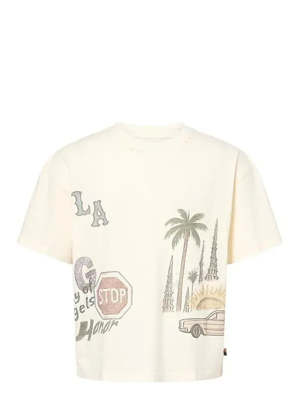 HONOR THE GIFT All Over Los Angeles Graphic Cotton-jersey T-shirt - Bone