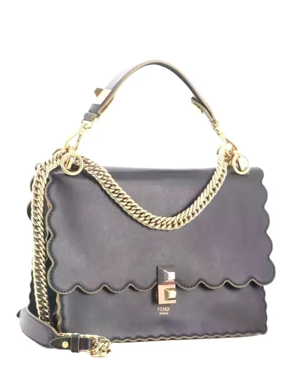 Fendi Kan I Leather Medium Shoulder Bag - Black