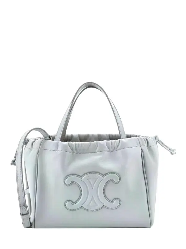 Celine Cuir Triomphe Cabas Drawstring Leather Small Tote Bag - Blue