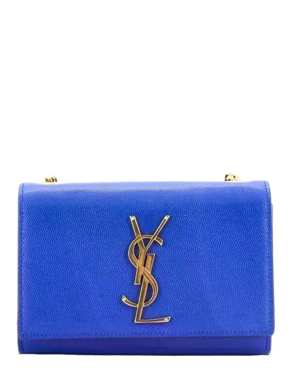 Saint Laurent Monogram Grainy Leather Small Crossbody Bag - Blue