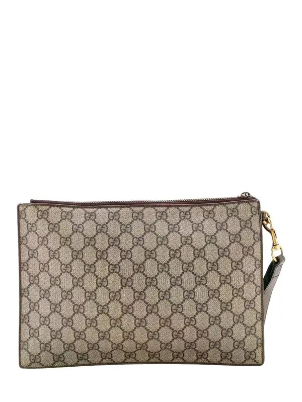 Gucci Gg Coated Canvas Applique Clutch Bag - Brown