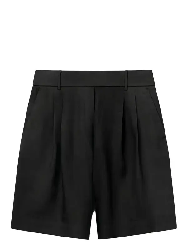 BENETTON Tailored Linen Shorts With Pleat Detail - Black