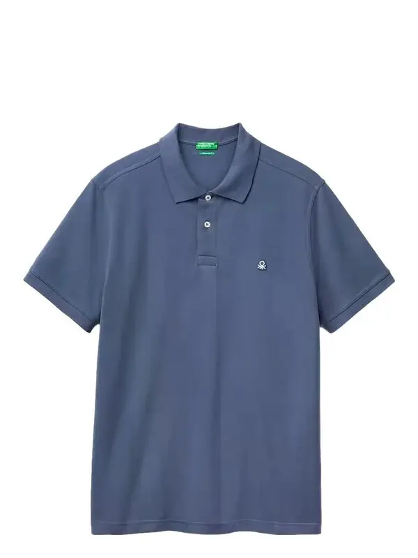 BENETTON Logo-embroidered Short-sleeve Polo Shirt - Blue