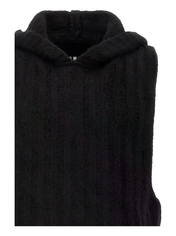 Rick Owens Ribbed Hooded Tank Top - Black