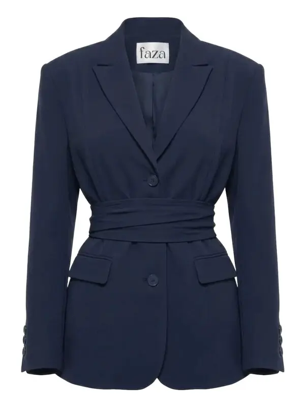 FAZA ATELIER The Aurora Tailored Oversized Blazer With Belt - Blue