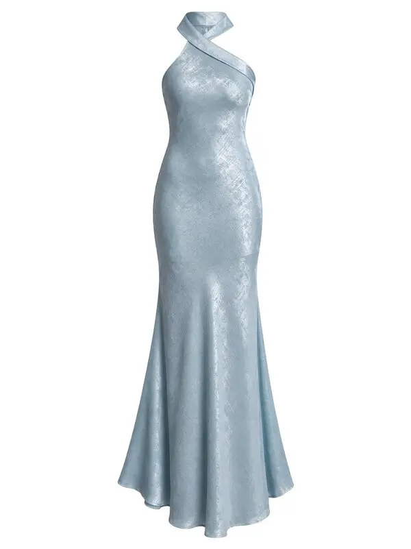 AISL Celeste Crisscross Maxi Dress In Recycled Polyester - Blue