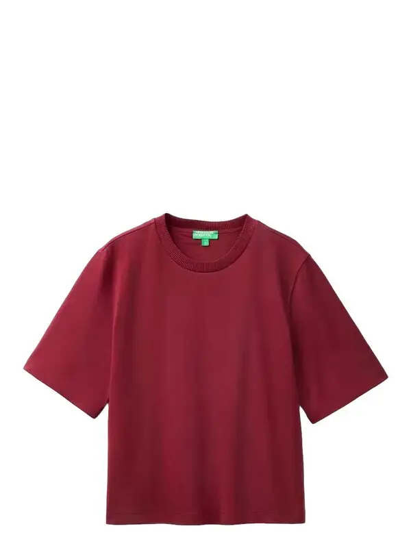 BENETTON Ribbed Trim T-shirt - Red