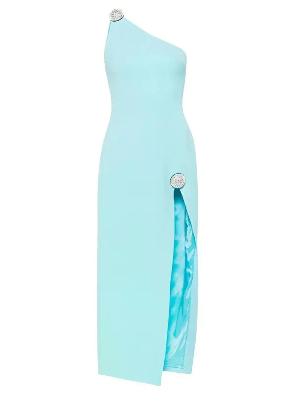 David Koma One-shoulder Midi Dress With Embellished Detail - Blue