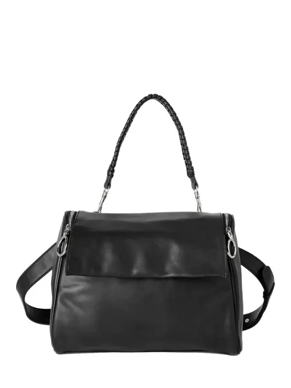 BENETTON Braided-handle Zip-fastening Shoulder Bag - Black