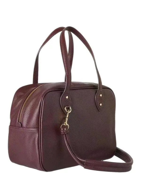 BENETTON Grained Leather Tote Bag - Red