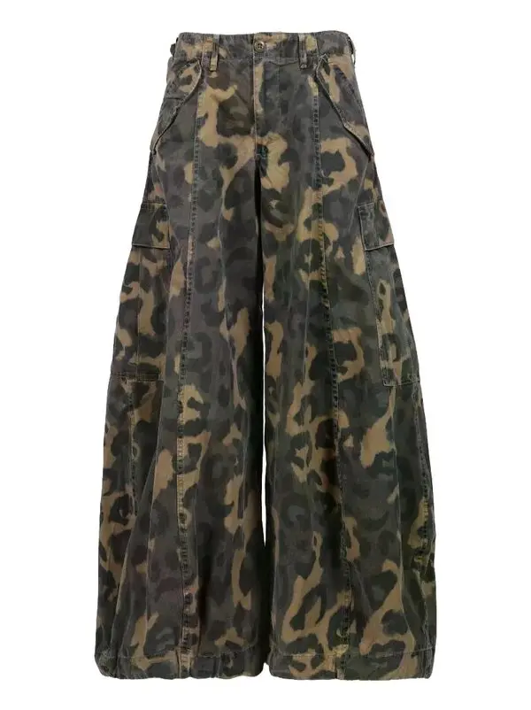 R13 Siouxsie Leopard-print Wide-leg Cargo Pants - Grey