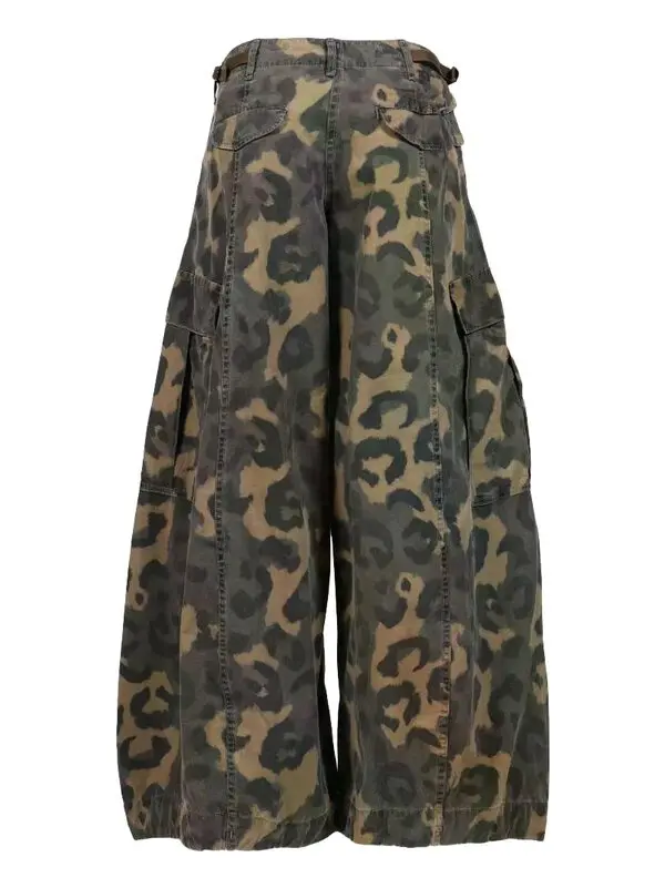 R13 Siouxsie Leopard-print Wide-leg Cargo Pants - Grey