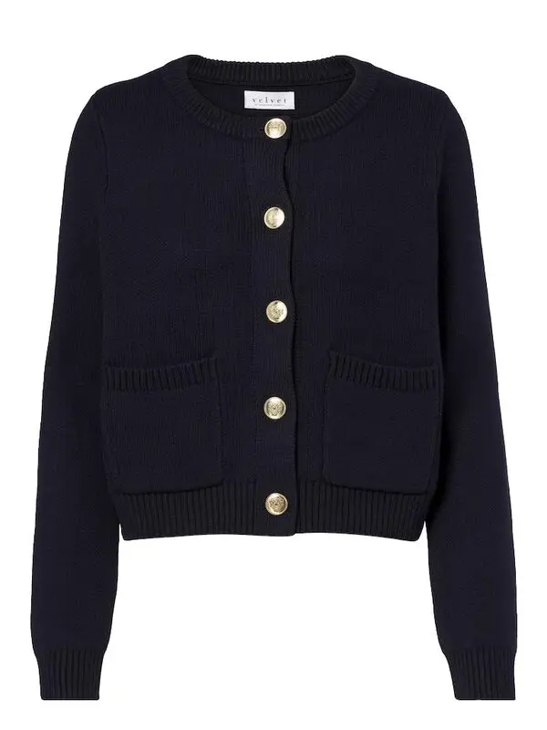 Velvet By Graham & Spencer Mahal Cotton And Cashmere Cardigan - Blue