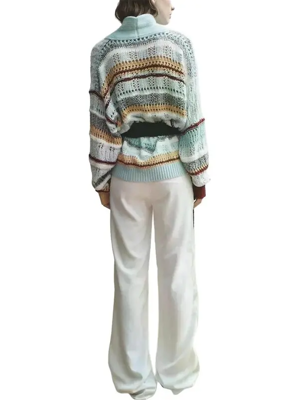 Hellessy Dax Belted Stripe-knit Cardigan - Blue